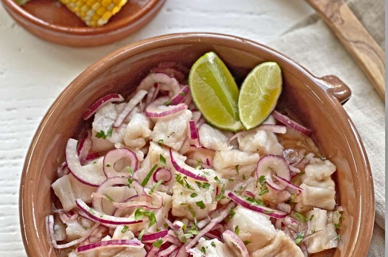 Peruvian Ceviche with Lime, Red Onion & Ají Sauce